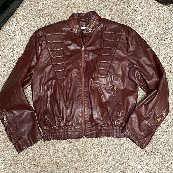 Vintage | Jackets & Coats | Vintage 8s Leather Jacket With Zip Front ...